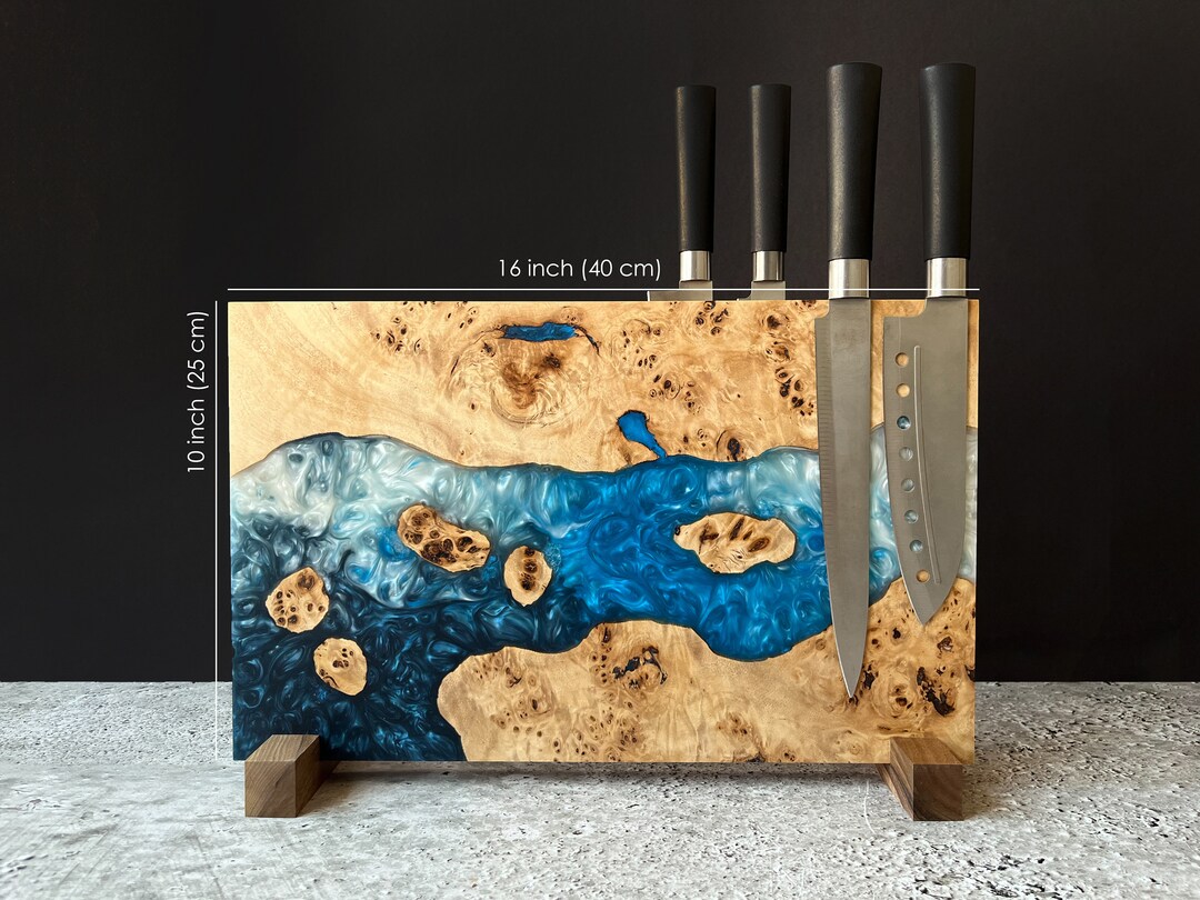 Magnetic Knife Holder Countertop,wooden Knife Block,epoxy Resin Wood ...