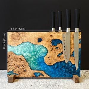 Wooden Magnetic Knife Rack Holder With Epoxy Resin,knife Strip,knife Block,wood Knife Stand ...