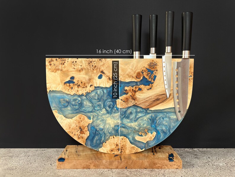 Magnetic Knife Block Countertop,hardwood Knife Stand,wood Epoxy Resin ...