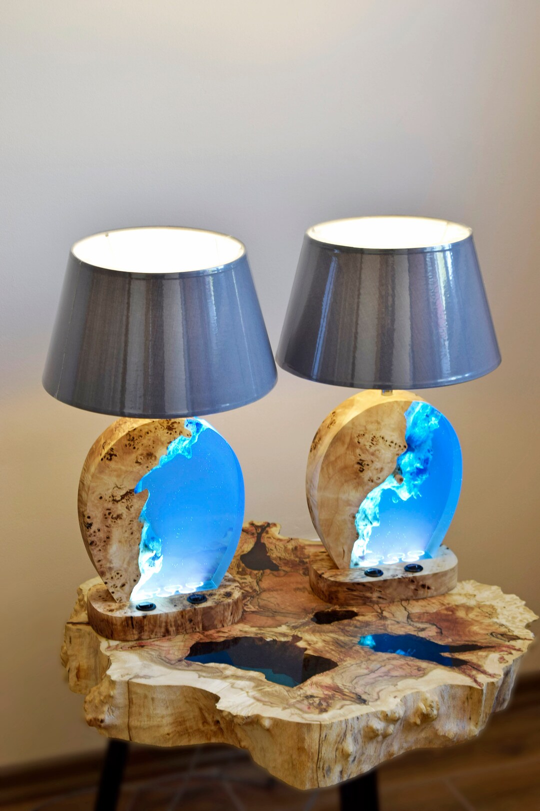 Made to Order Epoxy Lamp,resin Lamp,wood Lamp,bedside Lamp,wooden Lamp ...