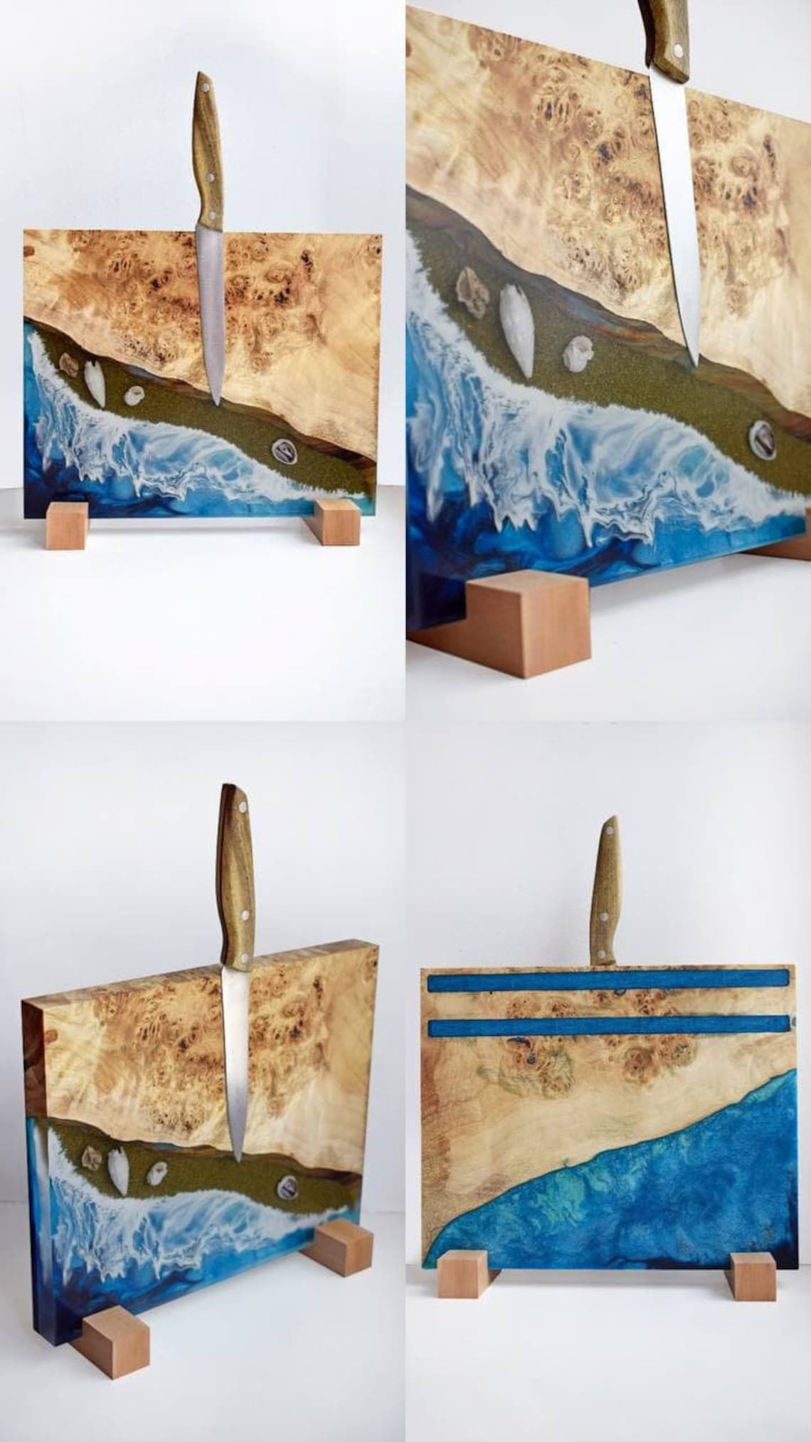 Magnetic knife block Wood Epoxy Resin Wavesmagnetic knife | Etsy