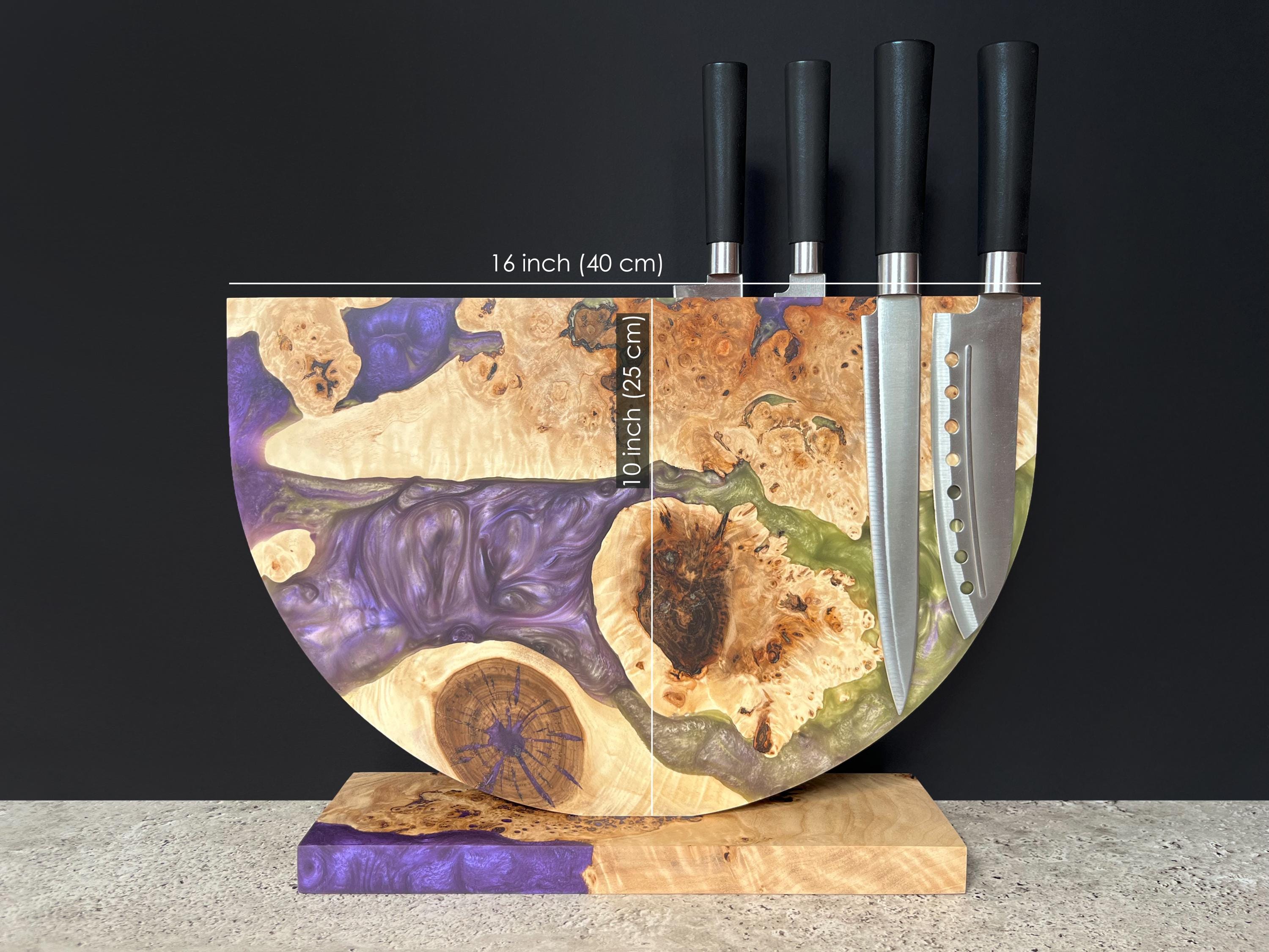 Magnetic Knife Holder Countertop,wooden Knife Block,epoxy Resin Wood ...