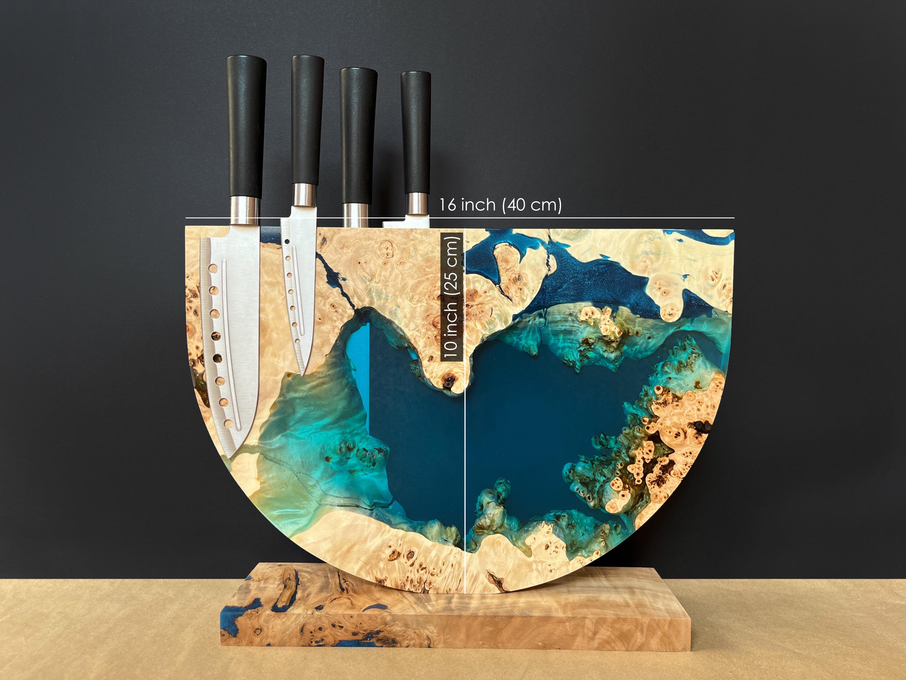 Magnetic Knife Holder Countertop,wooden Knife Block,epoxy Resin Wood ...