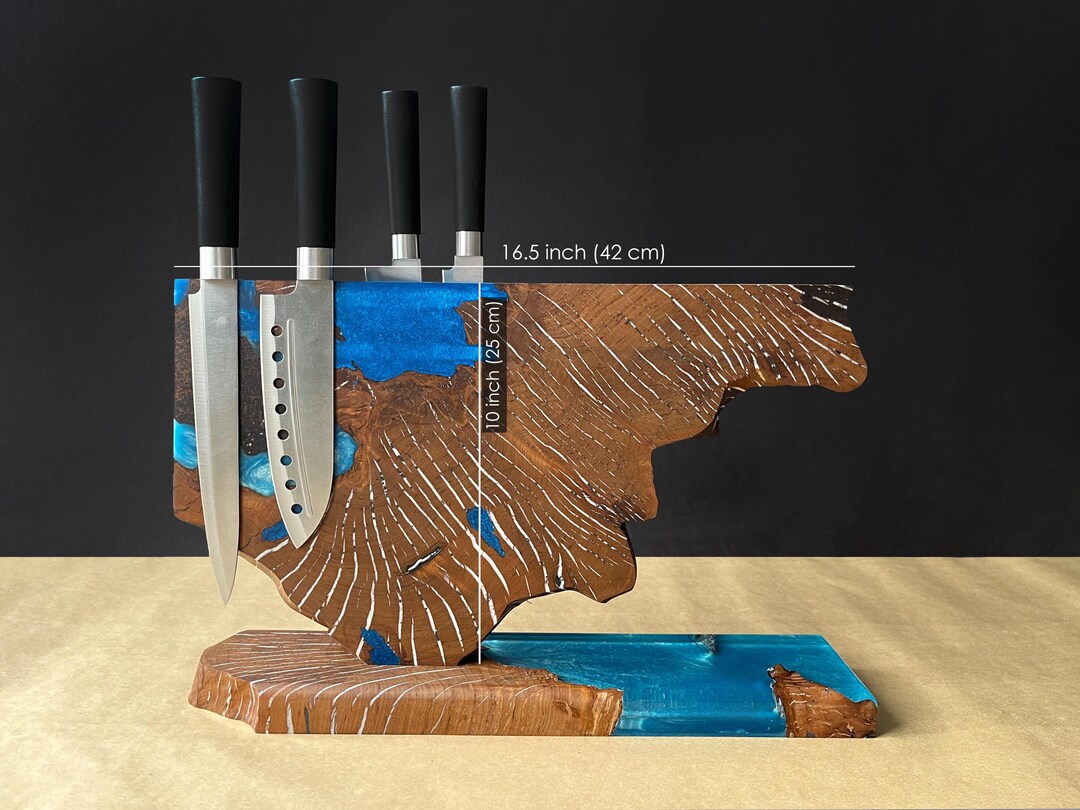 Wooden Magnetic Knife Block,live Edge Wood Knife Holder,knive Stand ...