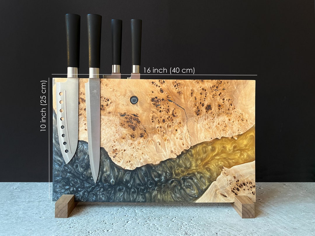 Magnetic Knife Holder Countertop,wooden Knife Block,epoxy Resin Wood ...