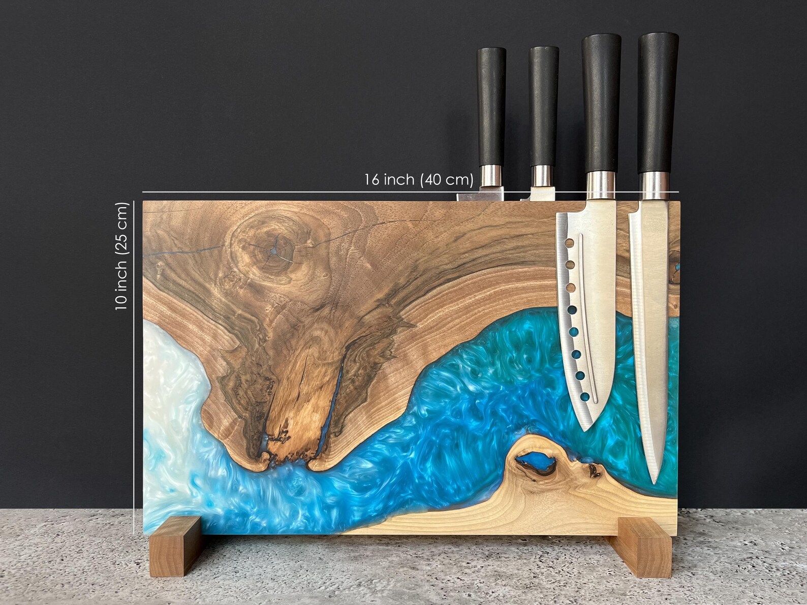 Magnetic Knife Block Countertop,hardwood Knife Stand,wood Epoxy Resin ...