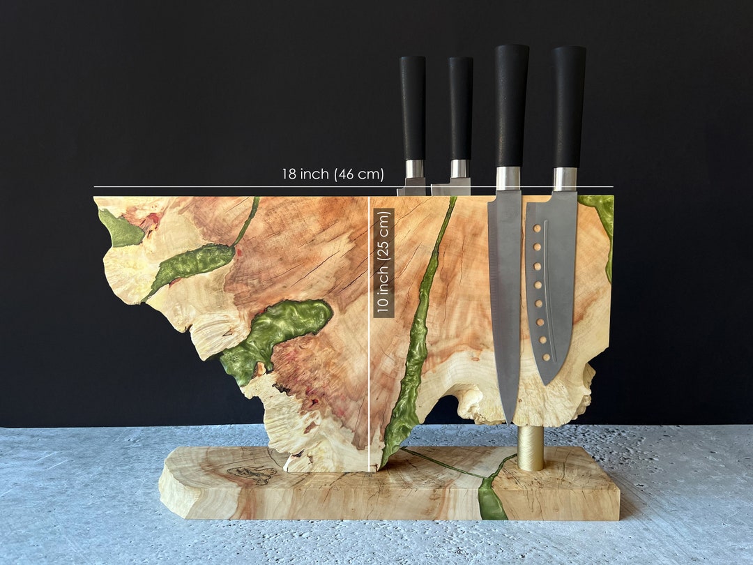 Wooden Magnetic Knife Block,knife Holrder Stand Board,live Edge Wood ...