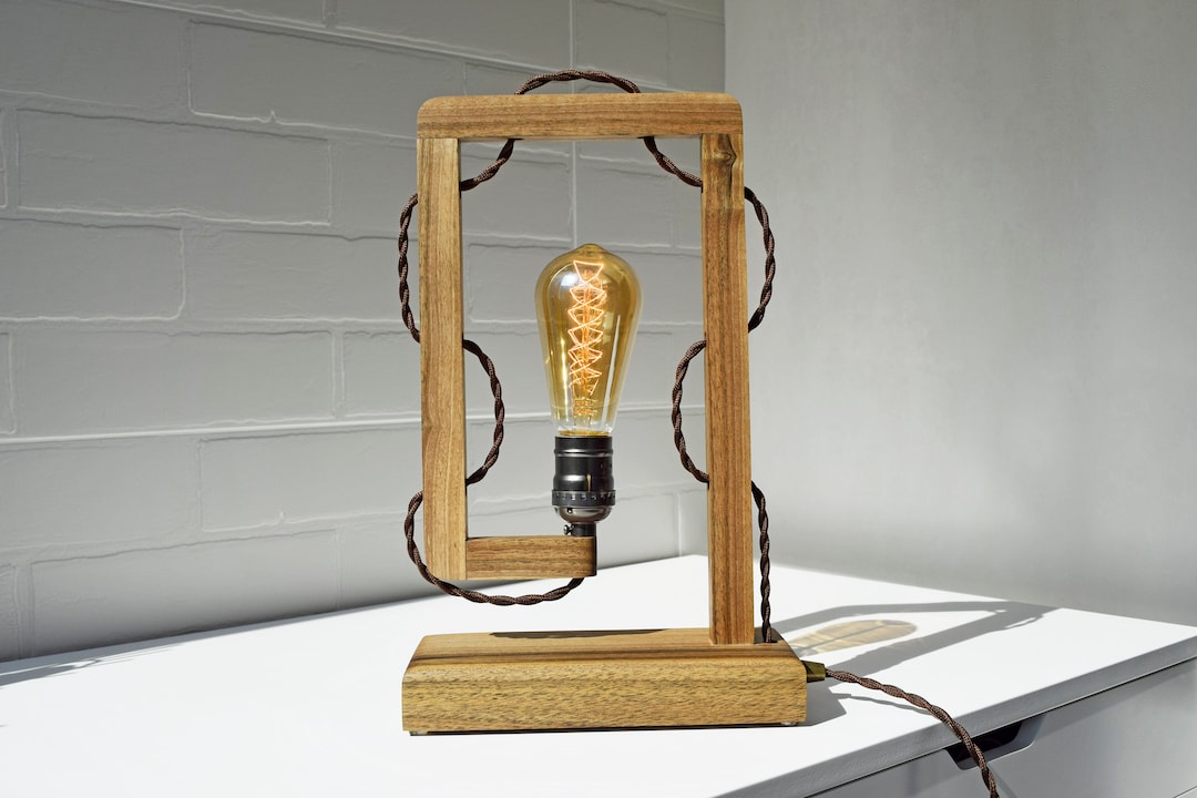 Wood Edison Lamp,epoxy Lamp,bedside Lamp,edison Desk Lamp,friendship ...
