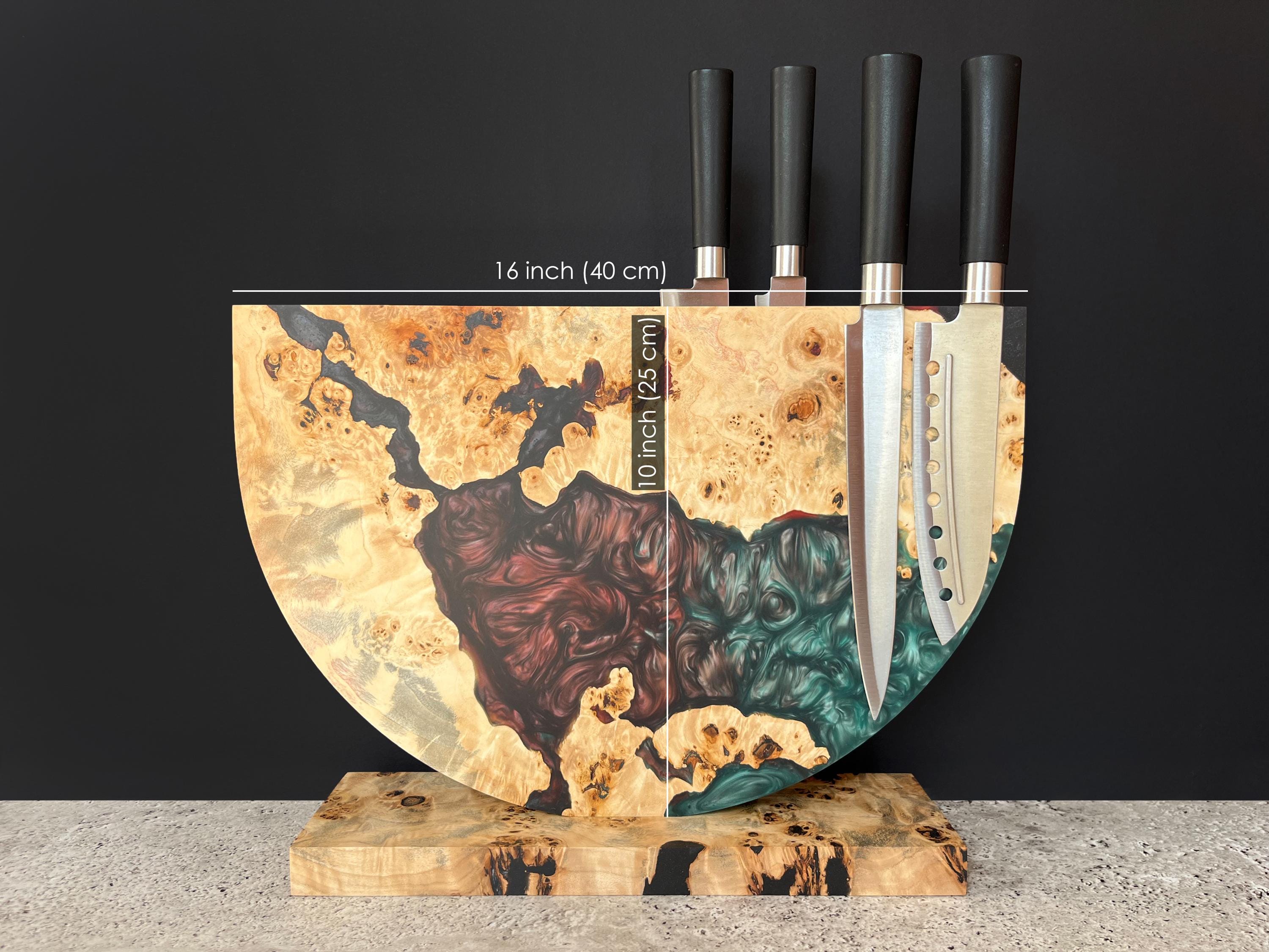 Magnetic Knife Holder Countertop,wooden Knife Block,epoxy Resin Wood ...