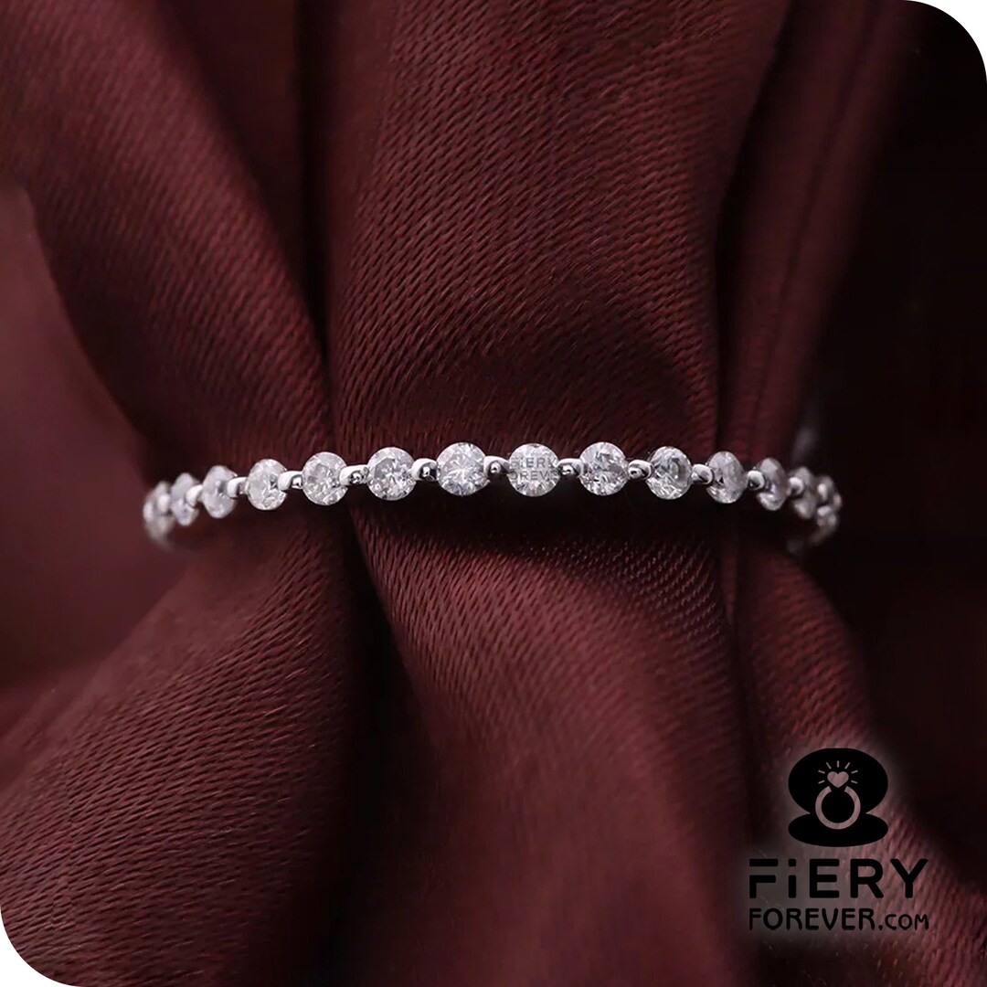 Bubble Prong Full Eternity Matching Wedding Band, Colorless Round ...