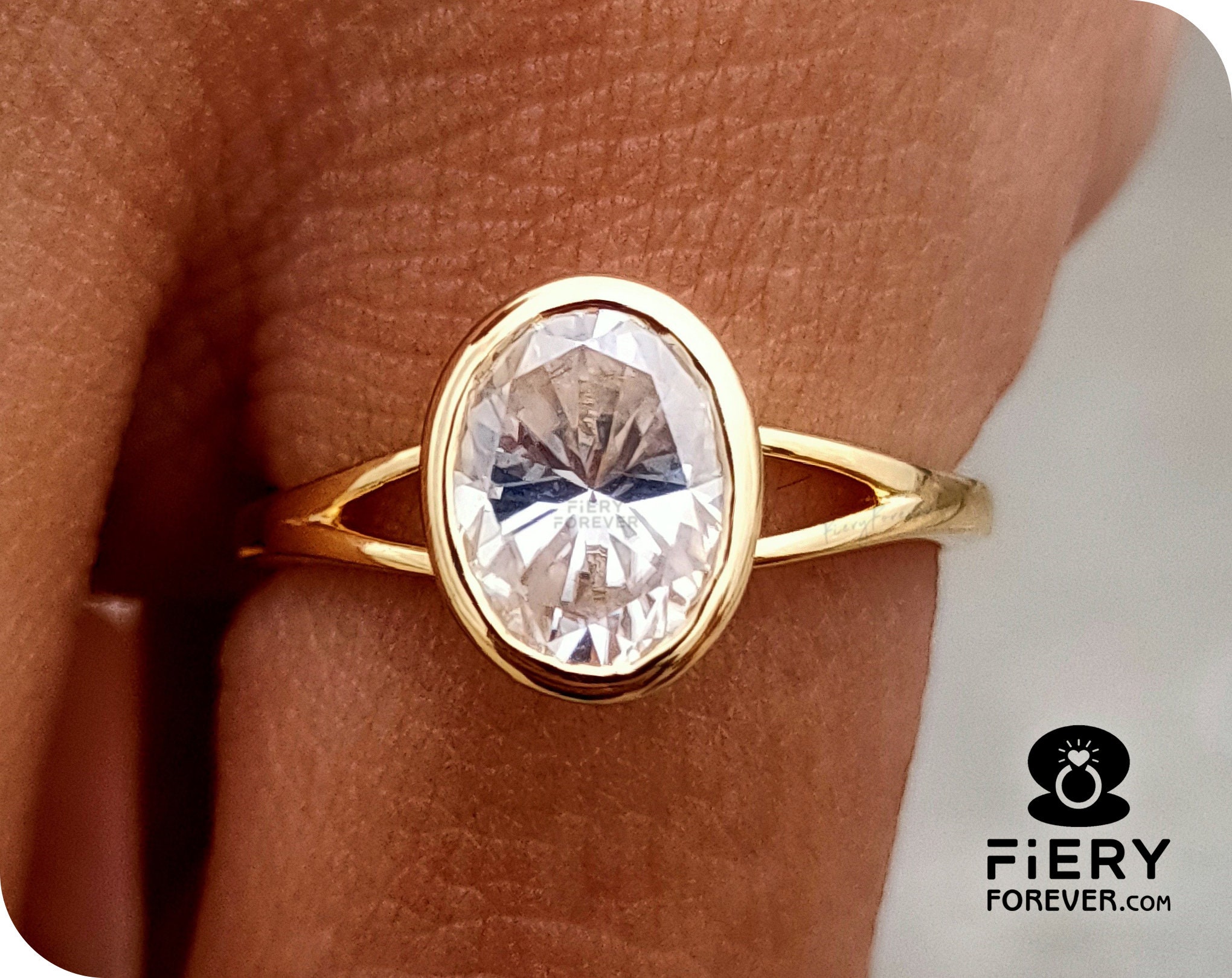 Signature Bezel Set Split Shank Solitaire Wedding Ring, Stunning 1.4 ...