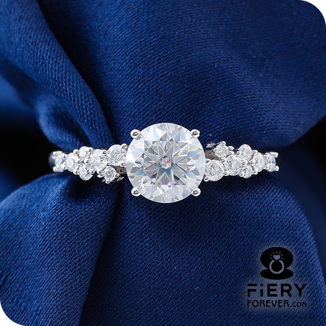 Cluster Snowdrift Unique Wedding Ring for Bride, 1/ 1.40/ 2 Carat Round ...