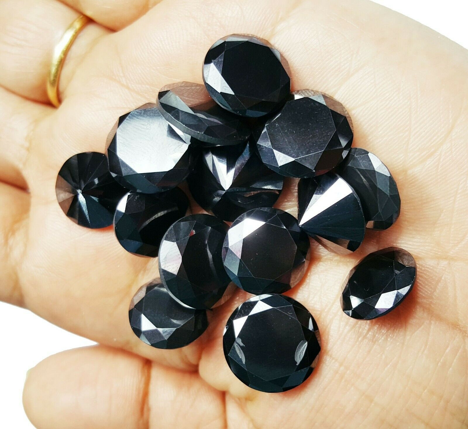 Super Shiny Jet Black 7 MM to 8 MM Round Diamond Cut Real | Etsy