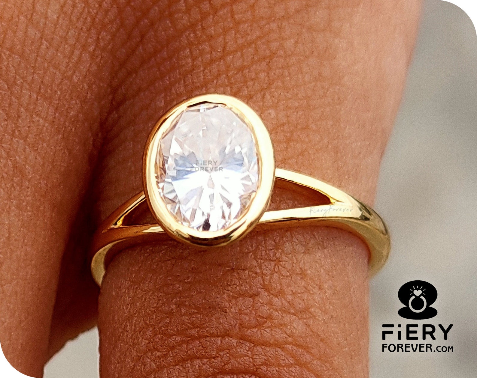 Signature Bezel Set Split Shank Solitaire Wedding Ring, Stunning 1.4 ...