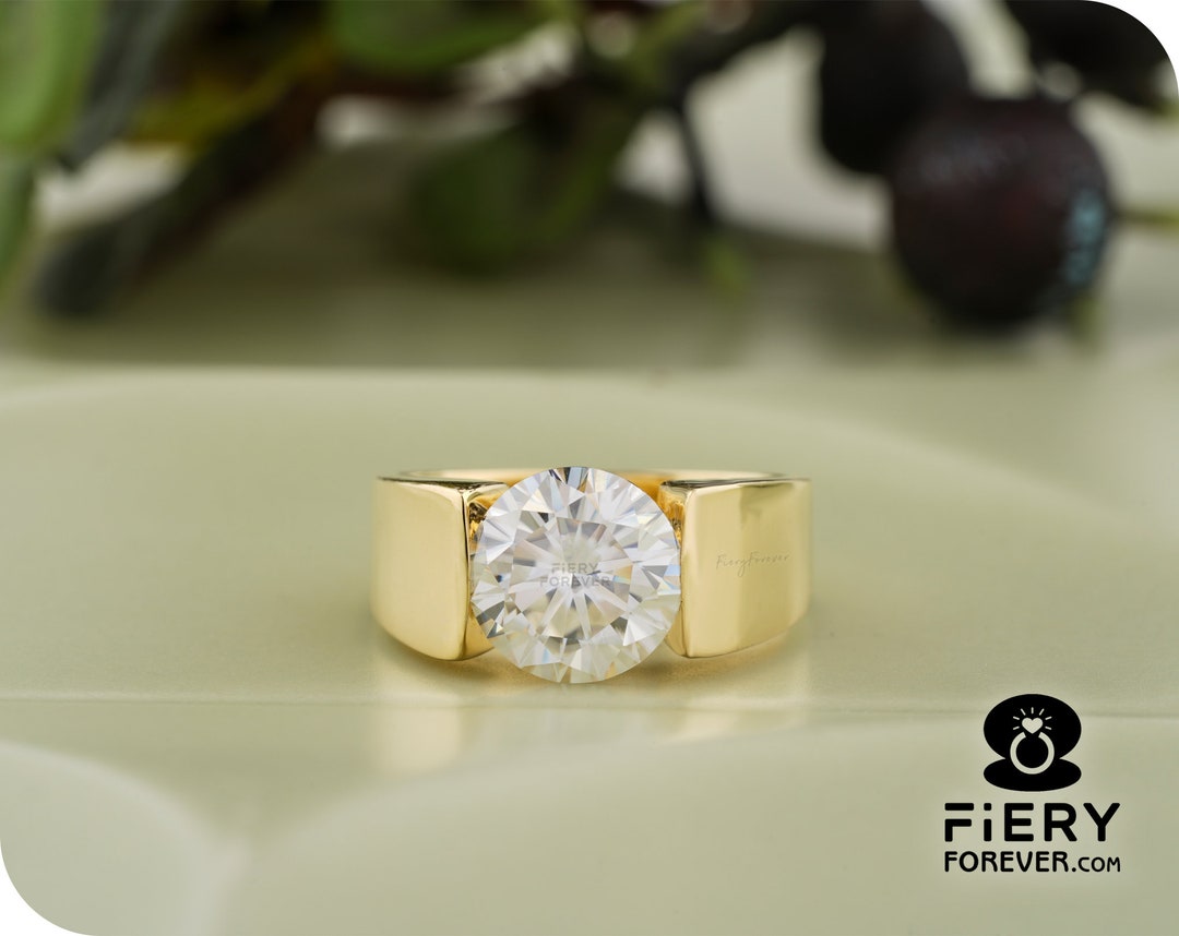 Men's Ring: Classic Tension Set Solitaire Ring, Sparky 2.50/ 2.75/ 3 ...