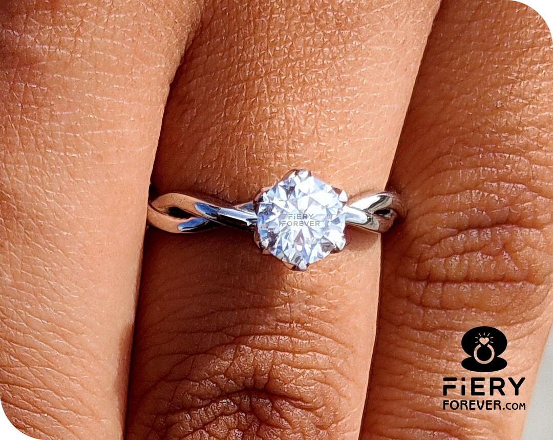 6 Prong Tulip Basket Twisted Shank Solitaire Ring, 0.75/1.15/1.75 Carat ...