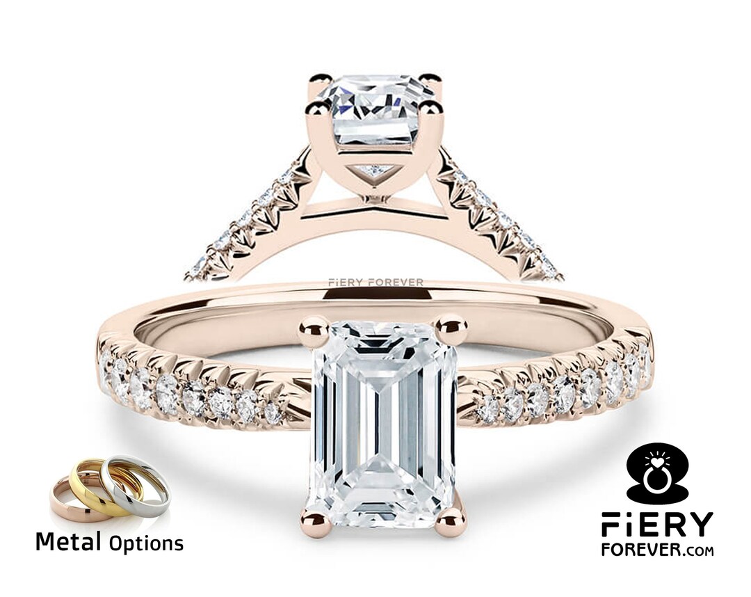 1/1.6/2.25 Carat Emerald Cut Moissanite Designer Ring for Wedding ...