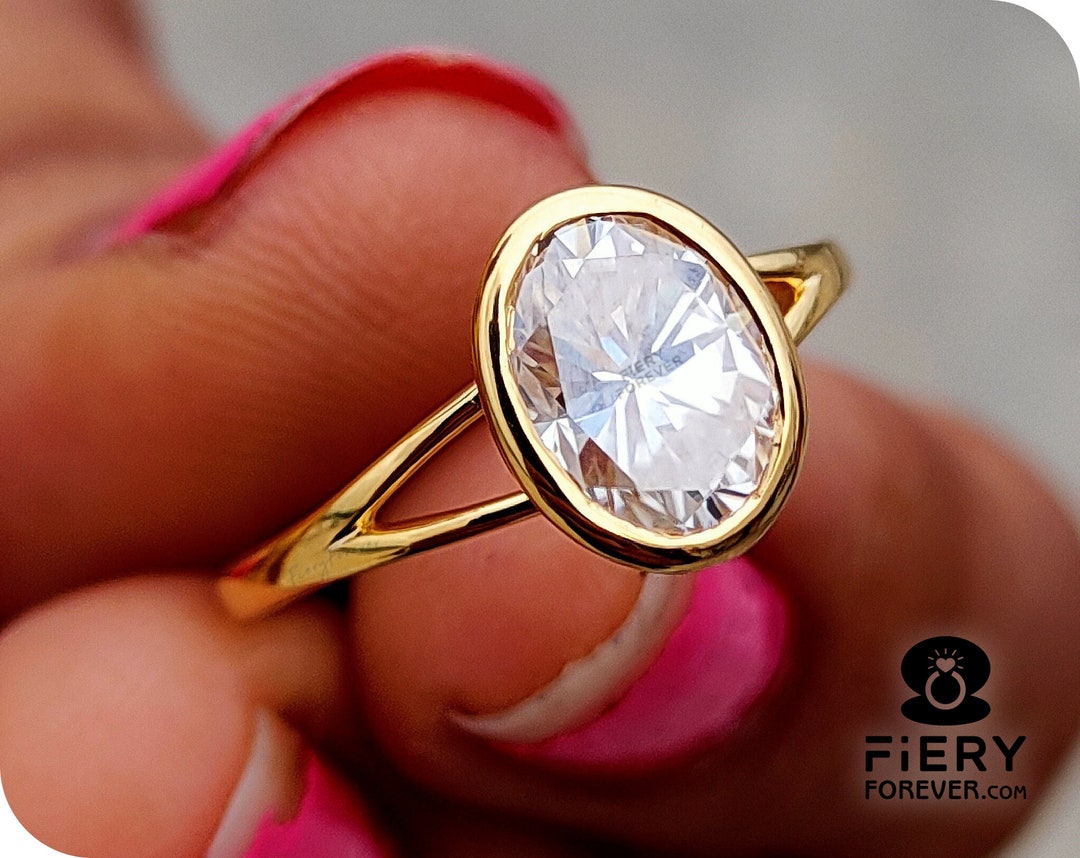 Signature Bezel Set Split Shank Solitaire Wedding Ring, Stunning 1.4 ...