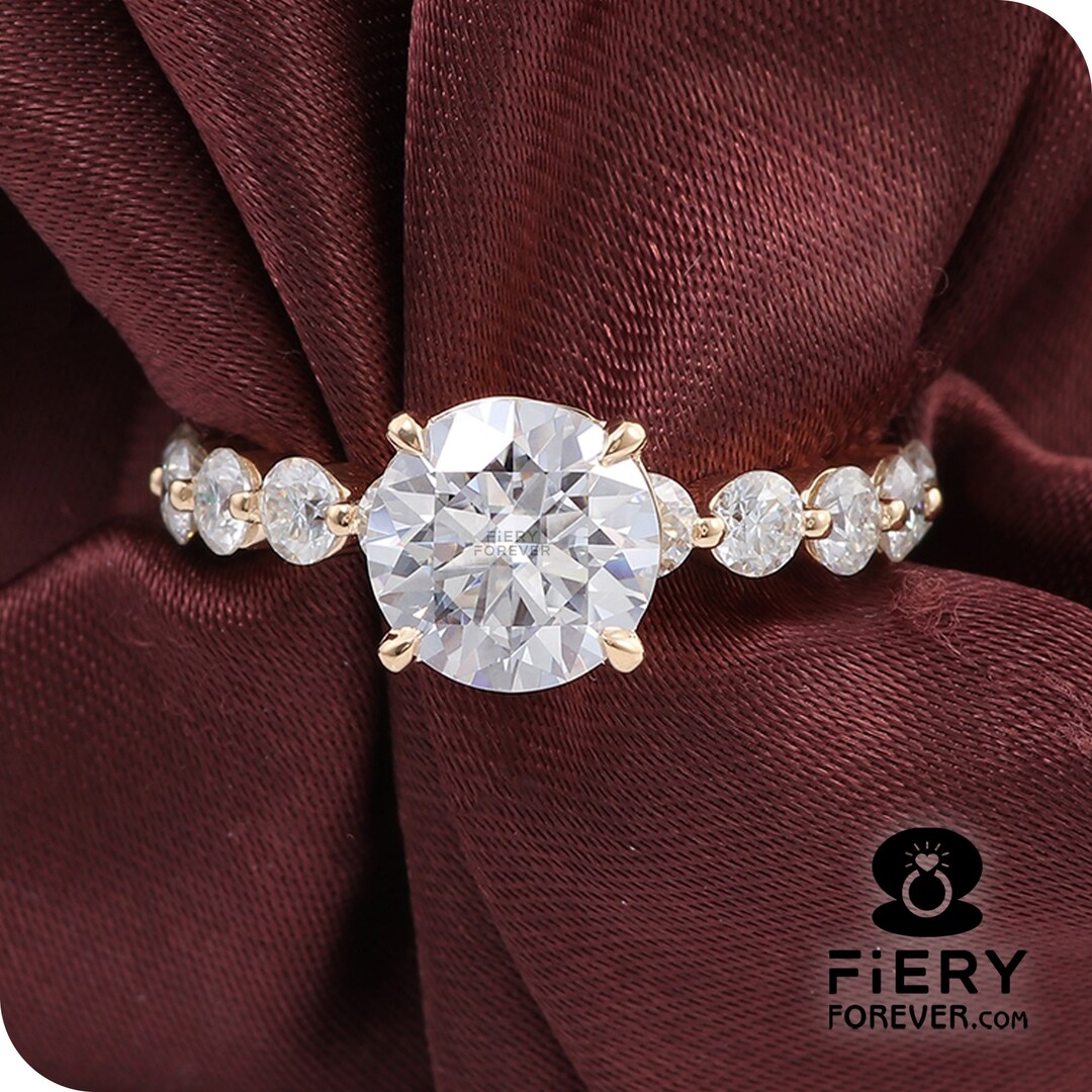 Bubble Prong Set Designer Solitaire Wedding Ring for Bride, 1.15/ 1.75 ...