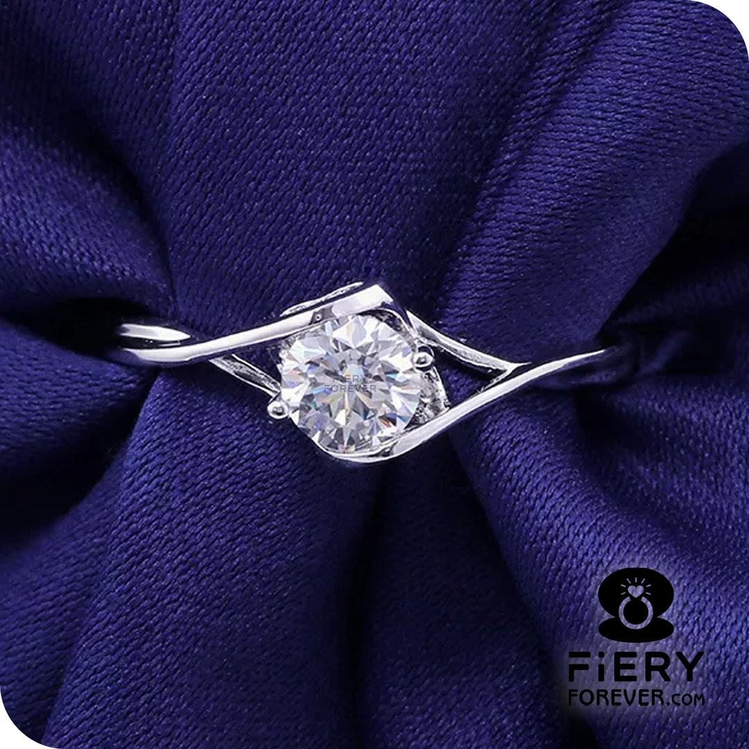Bypass Set Twisted Shank Solitaire Wedding Ring, Lovely 0.75/ 1.15/ 1. ...