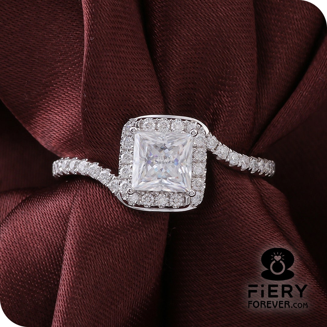 Antique Bypass Shank Ring, 1.25/ 2/ 2.5 Carat Princess Cut Colorless ...