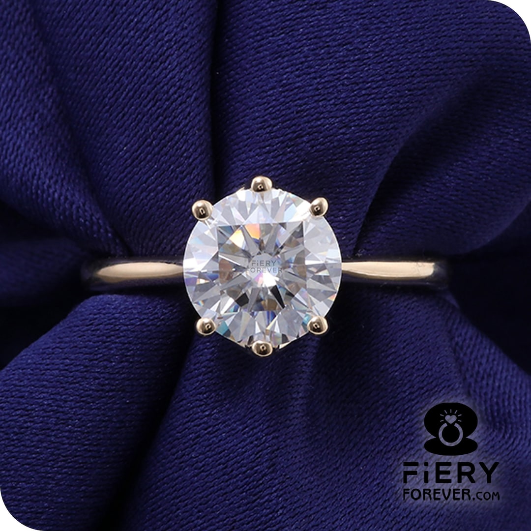 Crossway Solitaire Wedding Ring for Bride, 0.75/ 1.2/ 2 Carat Round Cut ...