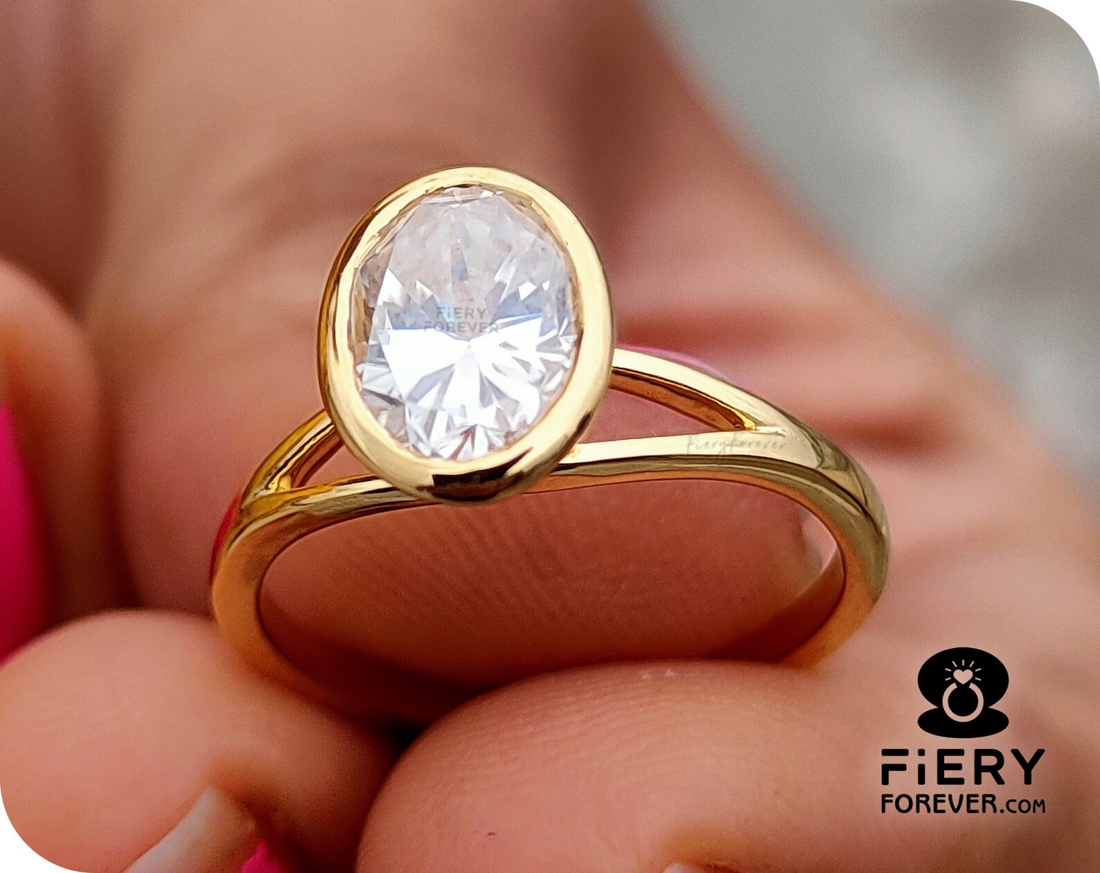 Signature Bezel Set Split Shank Solitaire Wedding Ring, Stunning 1.4 ...