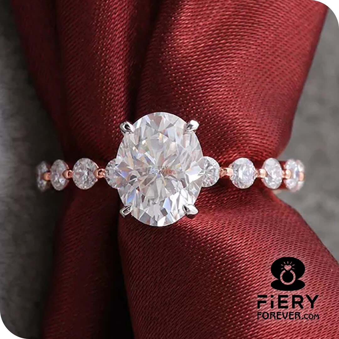 Bubble Prong Set Hidden Halo Wedding Ring, Delicate 2/ 2.75/ 4 Carat ...