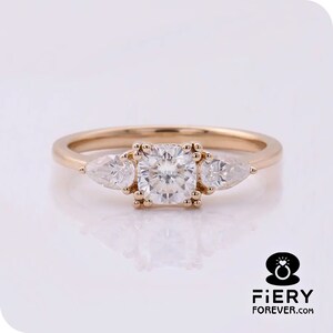 Three Stone Ring, Sparky 0.60/ 1/ 1.50 Carat Cushion Cut Moissanite ...