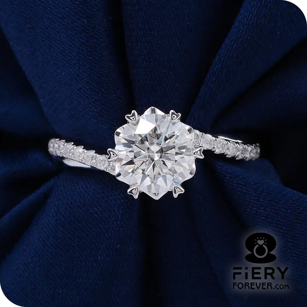 Bypass Shank Flower Set Wedding Bridal Ring, Stunning 1.20/ 2/ 2.50 ...
