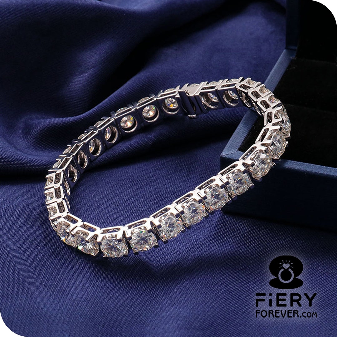 Moissanite Tennis Bracelet, Colorless 6 MM Round Brilliant Cut ...