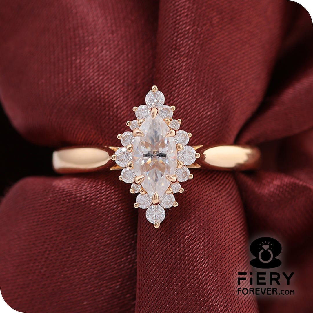 Cluster Sunburst Halo Engagement Ring, Beautiful 0.75/ 1/ 1.3 Carat ...