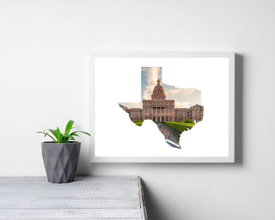 Austin Texas Framed Map Art, Austin Texas Art, State Map Art, Unique ...
