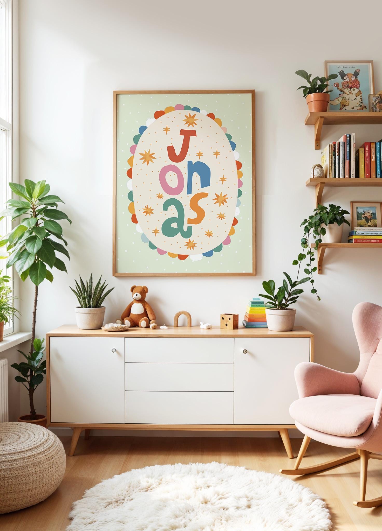 Soft Starlight: Custom Name Art Print, Personalized Nursery Wall Art ...