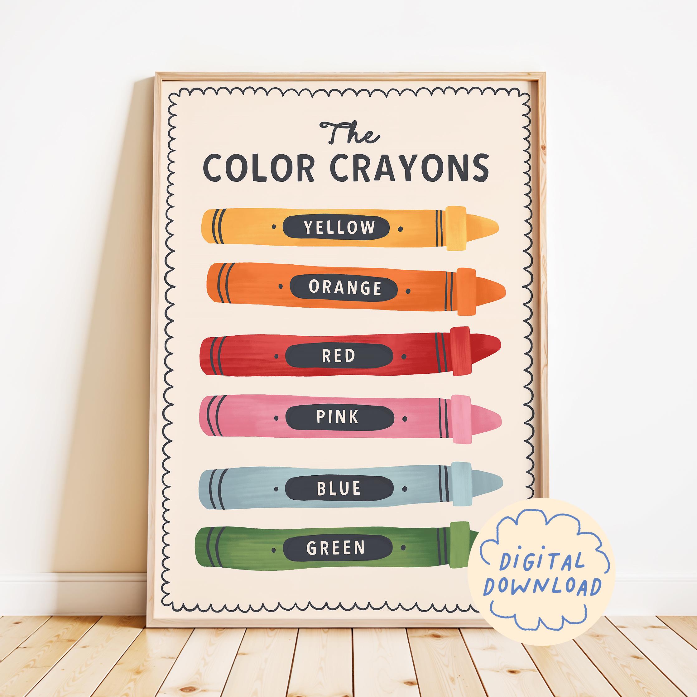 The Color Crayons PRINTABLE ART: Educational Kid's Art Print, Playroom ...
