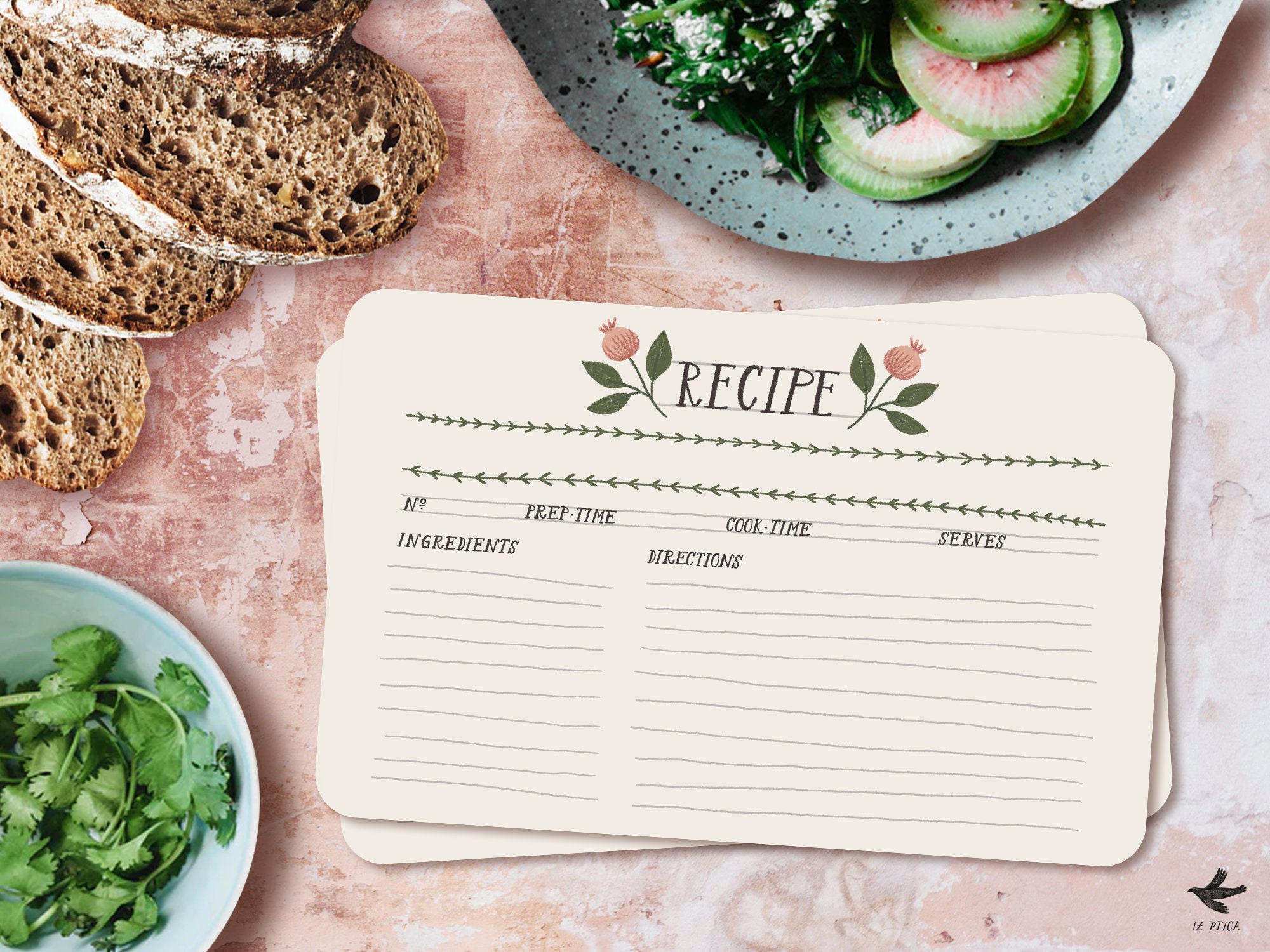 Printable Recipe Cards Set of 3 Designs Instant Download | Etsy