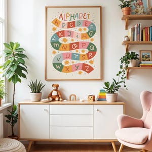 Colorful Alphabet: Educational Kid's Art Print, Playroom Wall Decor - Etsy