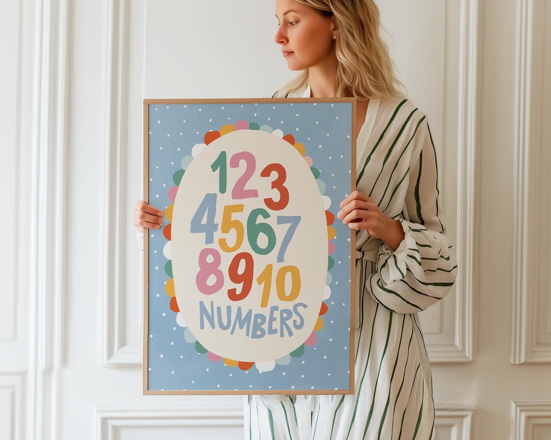 Blue Numbers: Educational Kid's Art Print, Playroom Wall Decor - Etsy