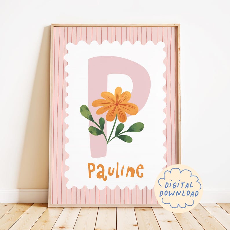 Adorable Pink PRINTABLE ART: Custom Name Art Print, Personalized ...