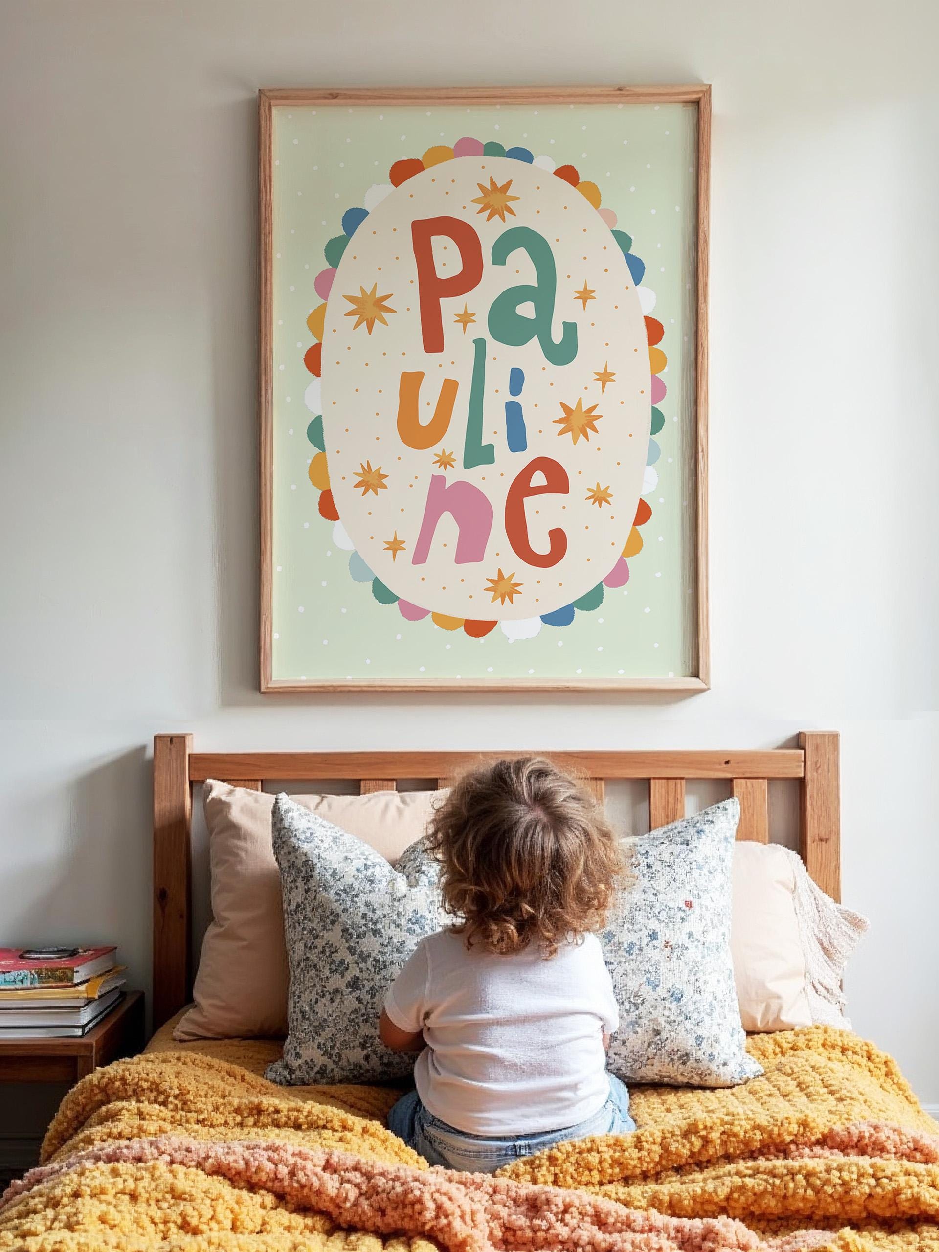 Soft Starlight: Custom Name Art Print, Personalized Nursery Wall Art ...