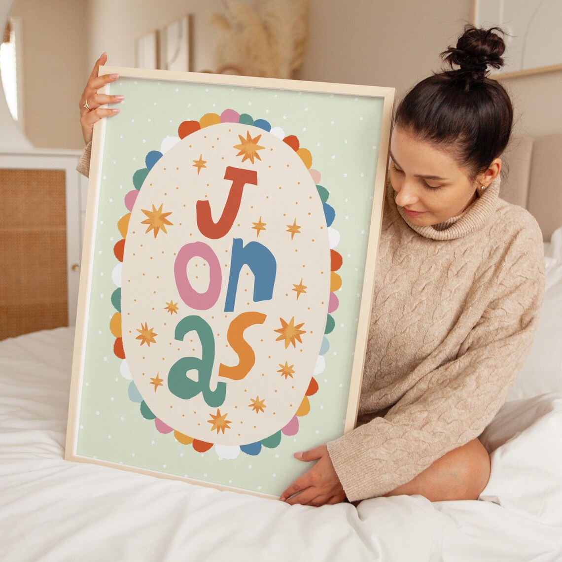 Soft Starlight: Custom Name Art Print, Personalized Nursery Wall Art ...
