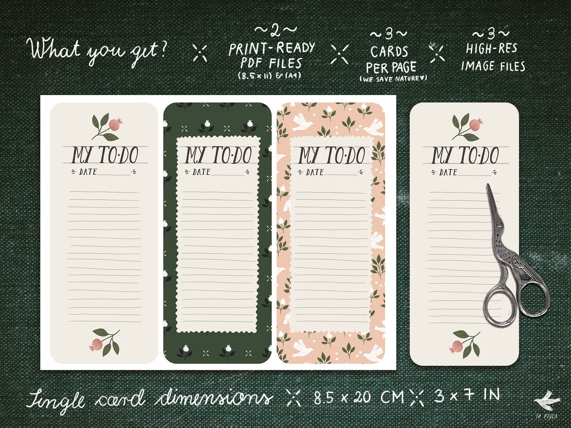 Printable To-do Cards Set of 3 Designs Instant Download - Etsy