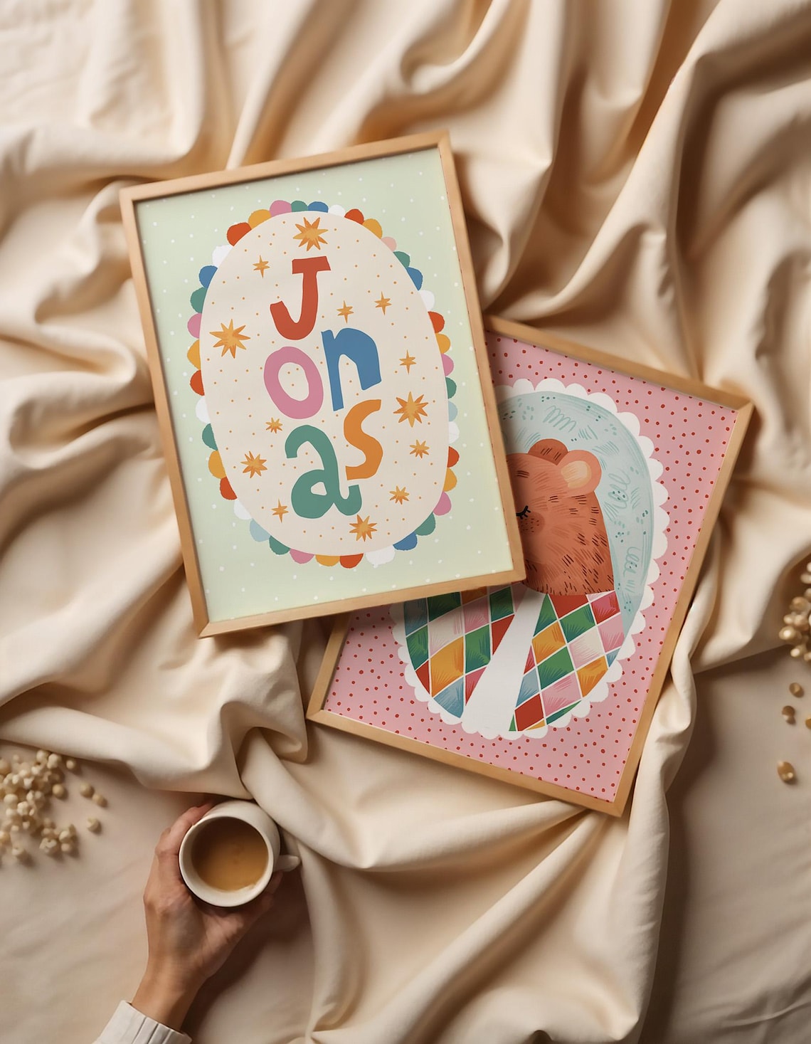 Soft Starlight: Custom Name Art Print, Personalized Nursery Wall Art ...