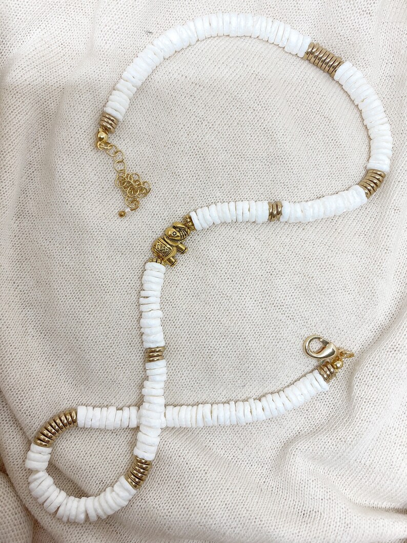 Puka Shell Choker Necklace| White, Pink or Blue Round Cut Chip Shells ...