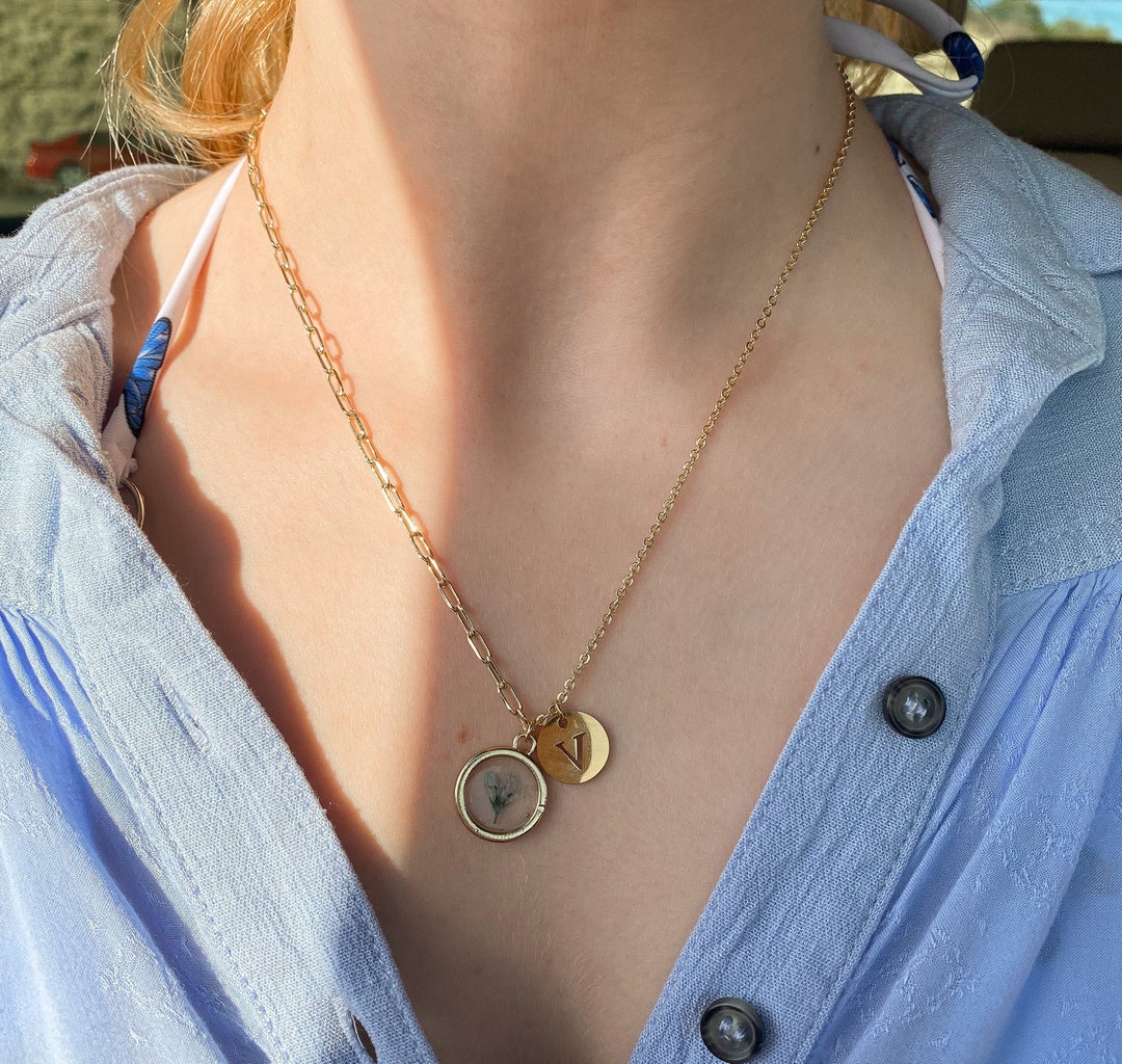 Personalized Handmade Necklace Custom Letter and Blue Cherry - Etsy