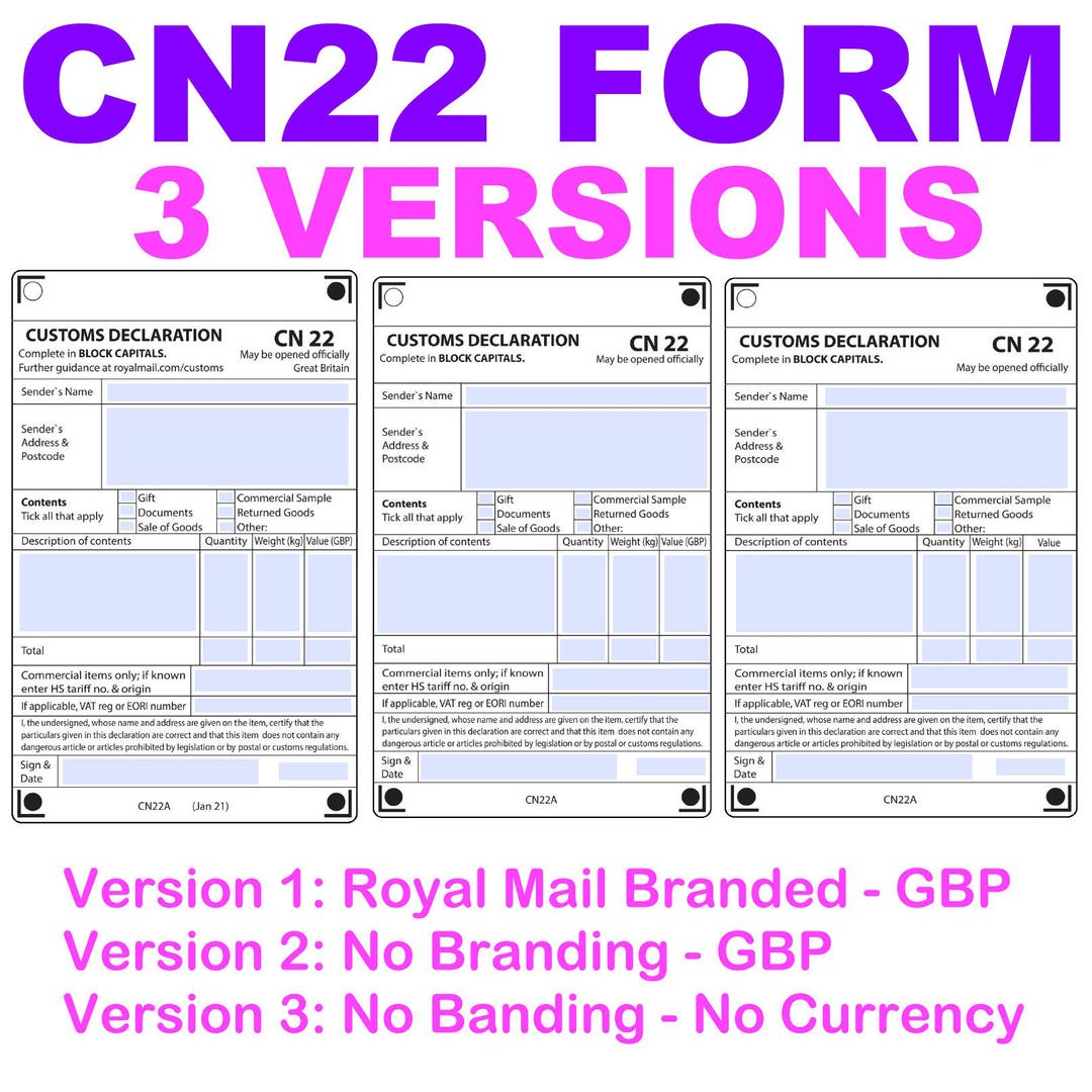 CN22 Customs Declaration Form PDF Ready to Fill in on Your Computer ...