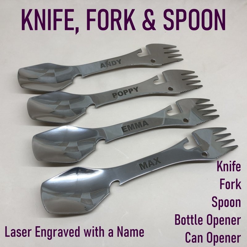 Laser Engraved Knife Fork and Spoon spork - Etsy Singapore