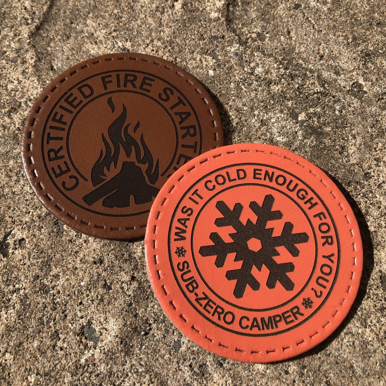Custom Leather Patches / Badges. 100mm Round. Your Design Laser ...