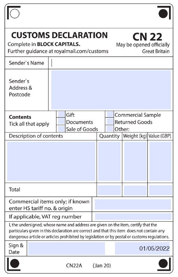 CN22 PDF Ready to Fill in on Your Computer - Digital File - Etsy