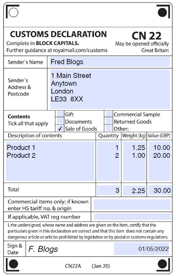 CN22 PDF Ready to Fill in on Your Computer - Digital File - Etsy
